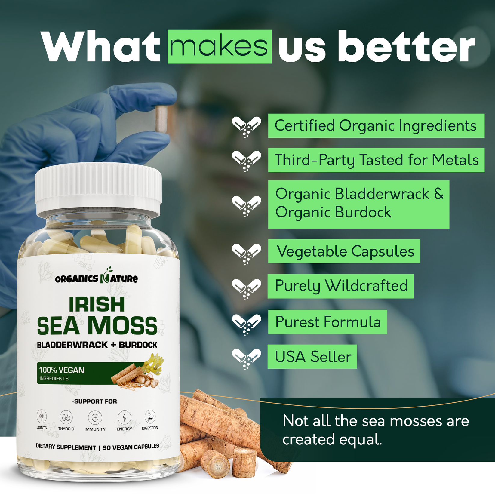 Irish Sea Moss Capsules | Wild Sea Moss Pills - Organics Nature