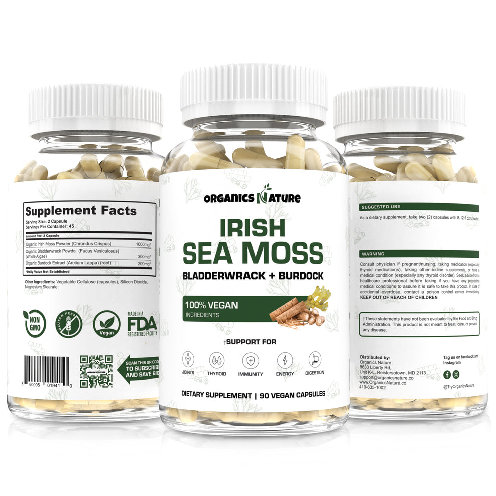 Irish Sea Moss Capsules | Wild Sea Moss Pills - Organics Nature